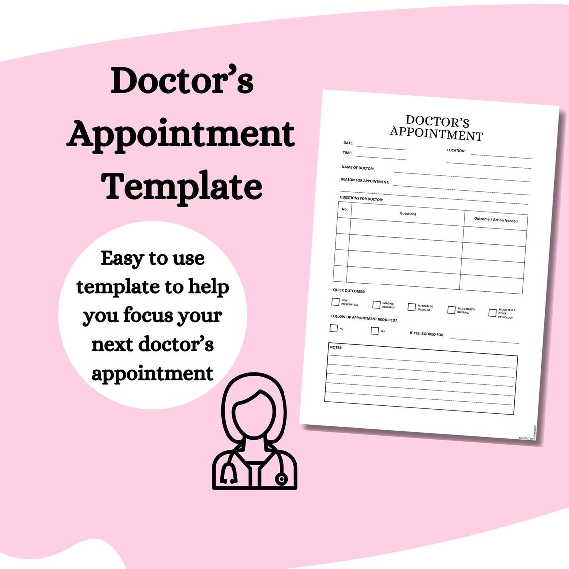 Doctor Appointment Template Doctor Visit Prepare Dr Appointment Notes ...