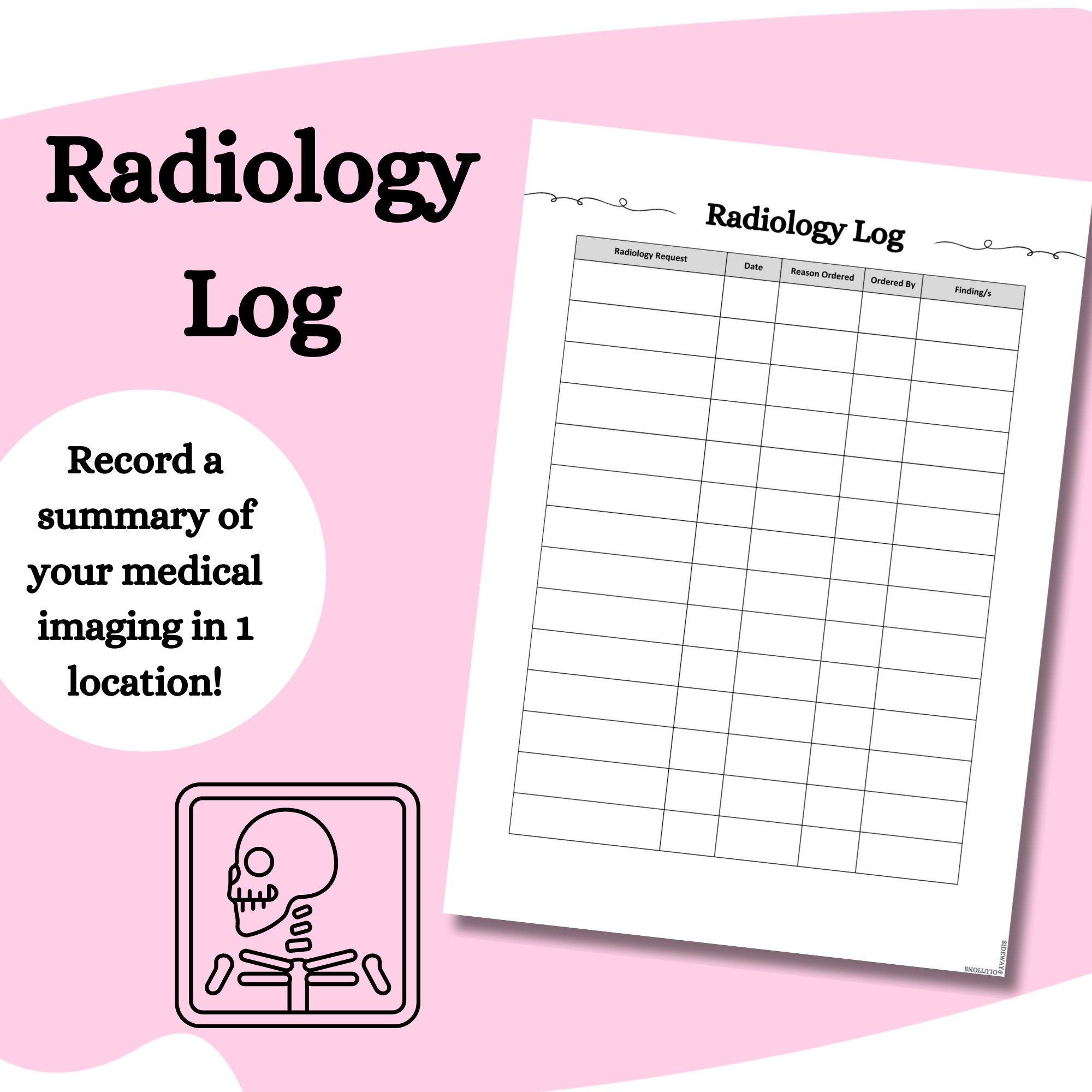 Radiology Log, Digital Downloads, Medical Imaging, Radiology Tracker, X ...