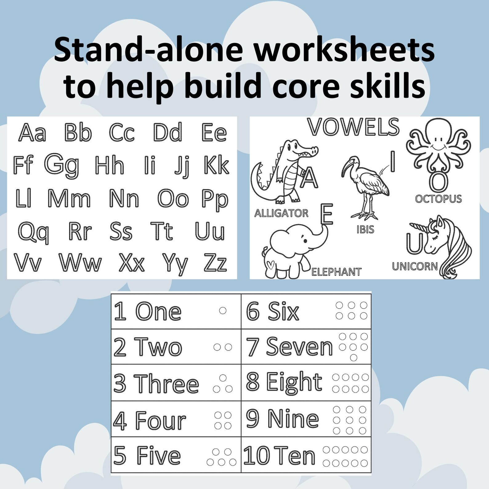 Alphabet Count to 10 Kids Colouring Sheet Coloring Page ABC 123 ...