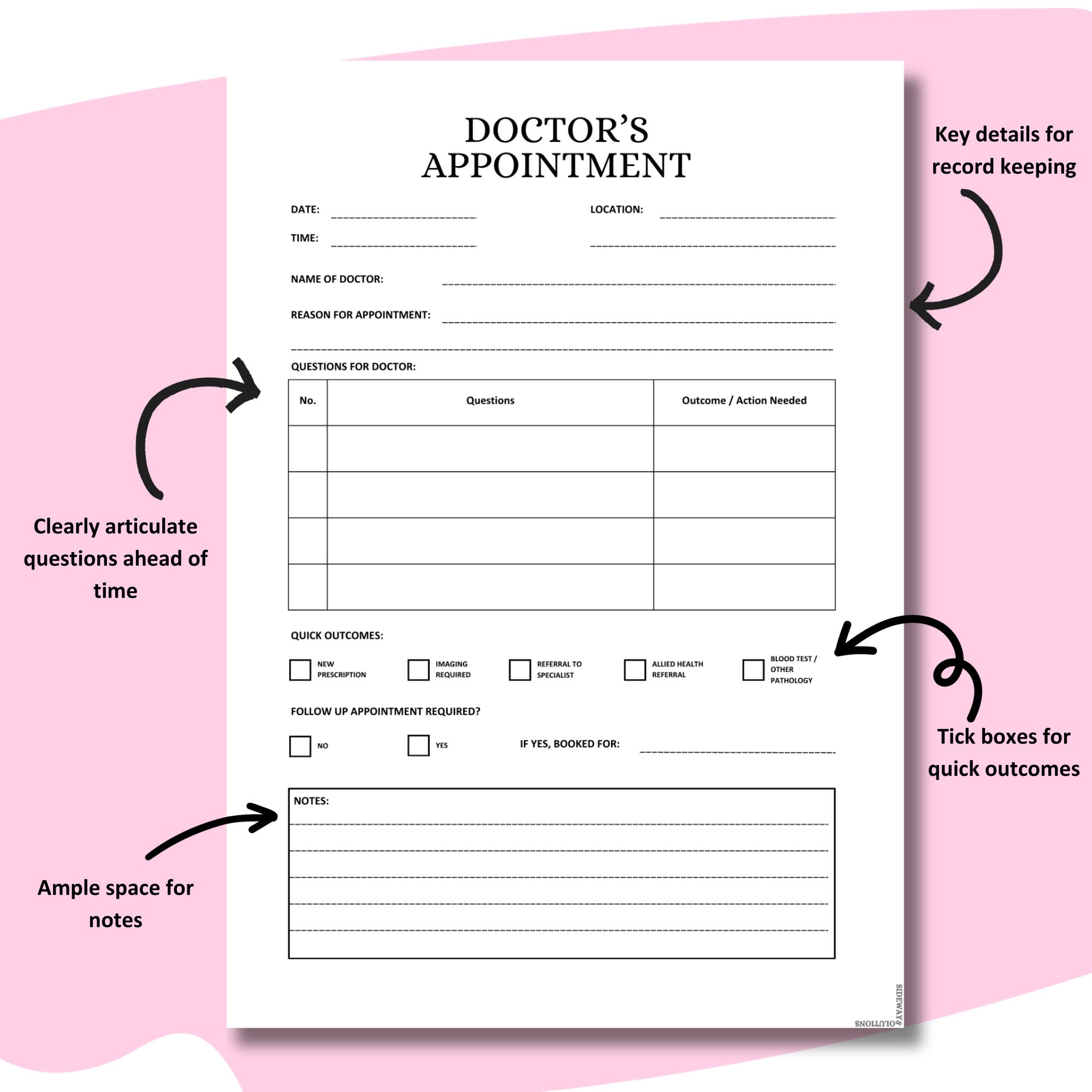Doctor Appointment Template Doctor Visit Prepare Dr Appointment Notes ...