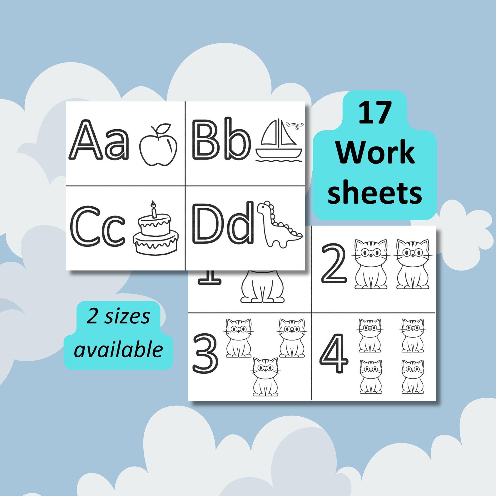 Alphabet Count to 10 Kids Colouring Sheet Coloring Page ABC 123 ...