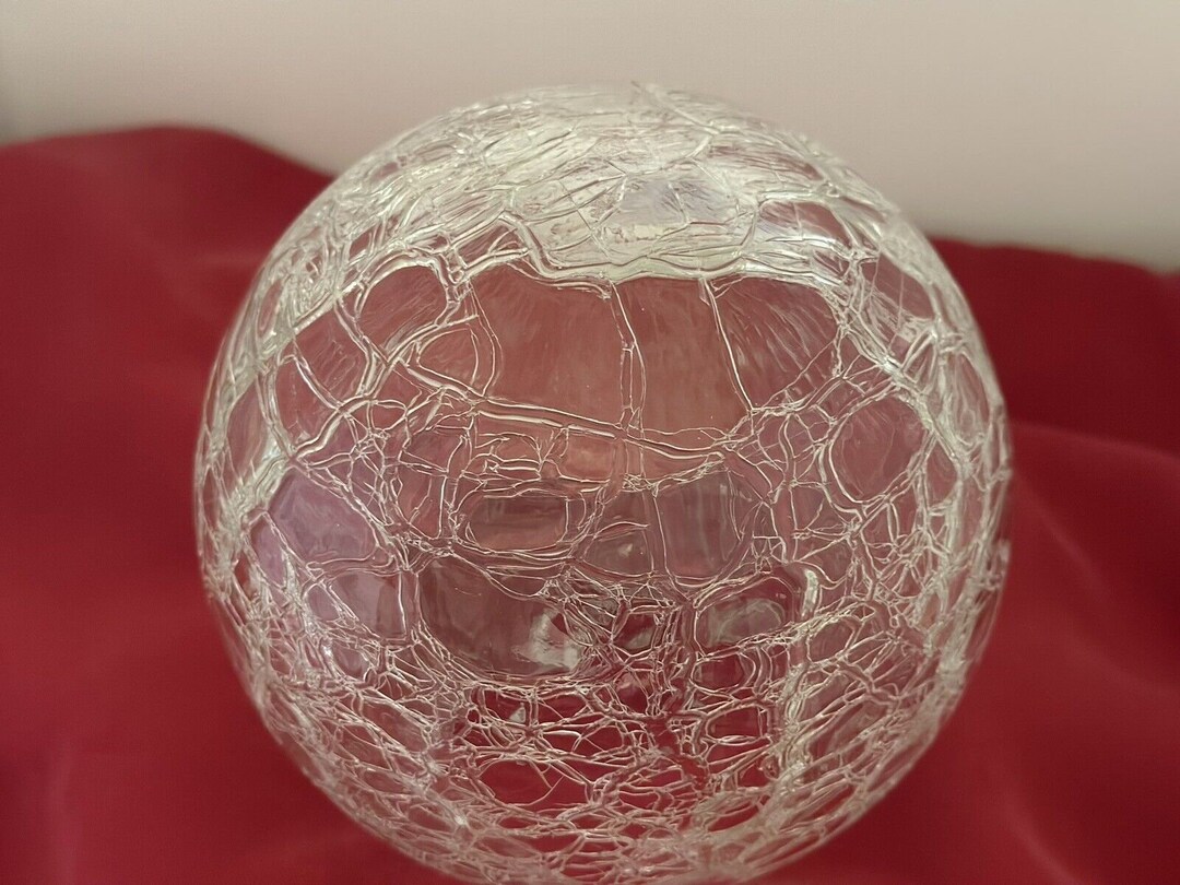 Round Crackle Clear Glass Lamp Shade Brain Globe Frank Art Era Nuar 3in ...
