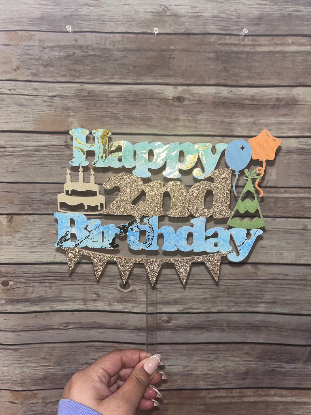 Happy 2nd Birthday Cake Topper - Etsy