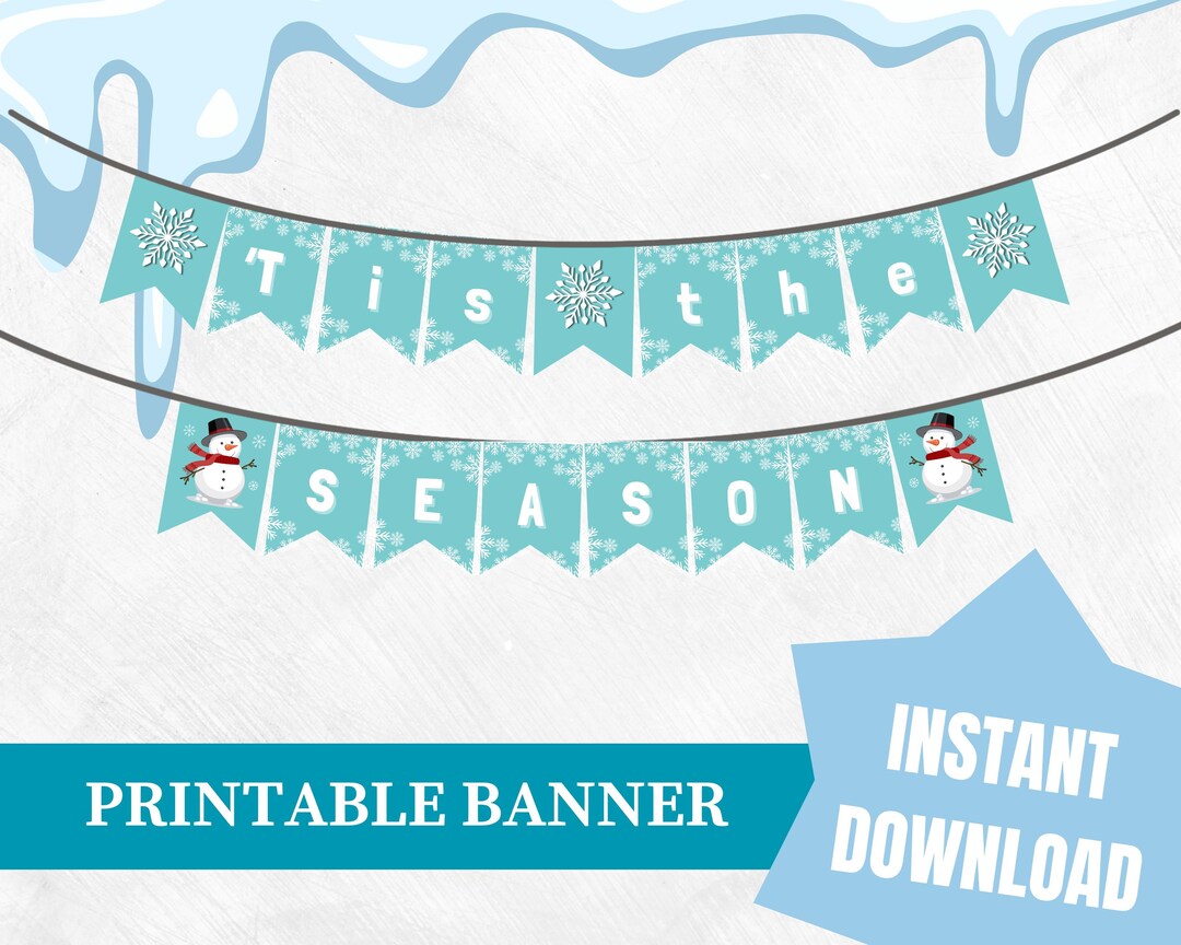 Printable Snow Banner, Merry Christmas Banner, Christmas Seasonal ...