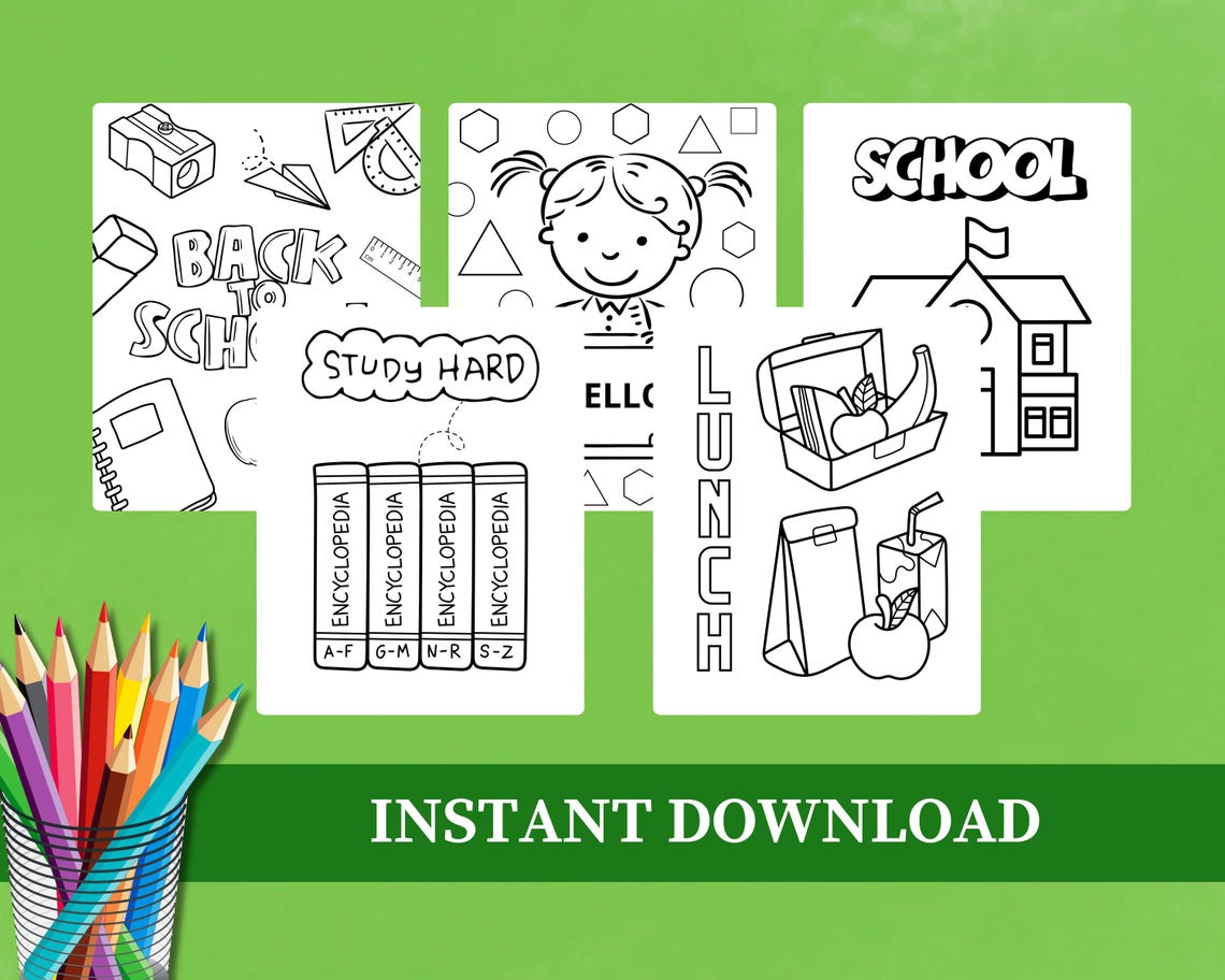 Back to School Coloring Pages, Back to School Activity, 16 Coloring ...