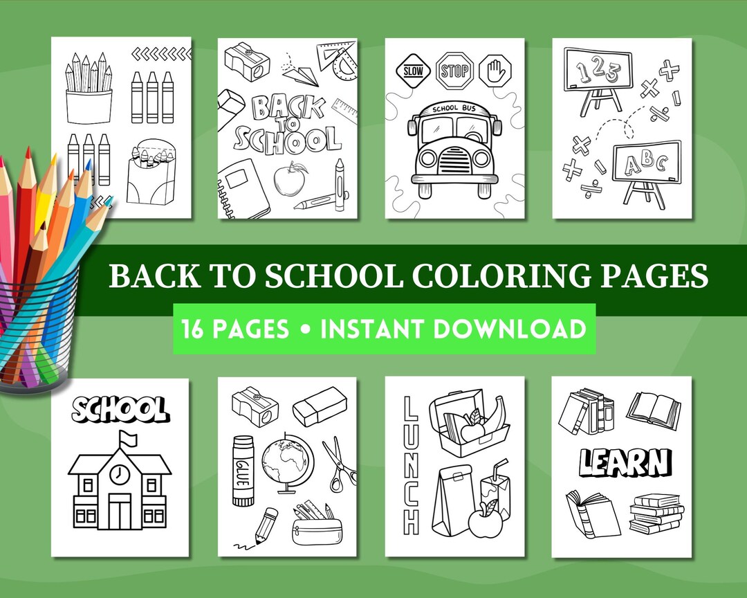 Back to School Coloring Pages, Back to School Activity, 16 Coloring ...
