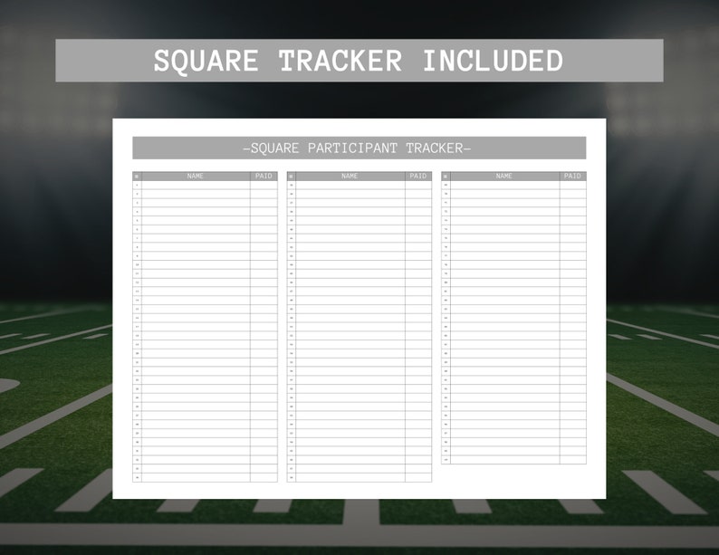 Printable Super Bowl Squares Game, American Football Fundraiser, Soccer ...