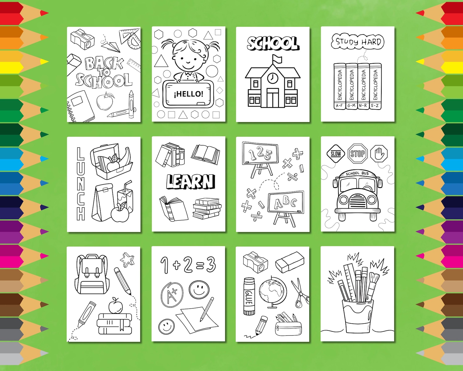 Back to School Coloring Pages, Back to School Activity, 16 Coloring ...