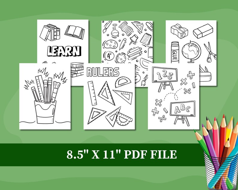 Back to School Coloring Pages, Back to School Activity, 16 Coloring ...