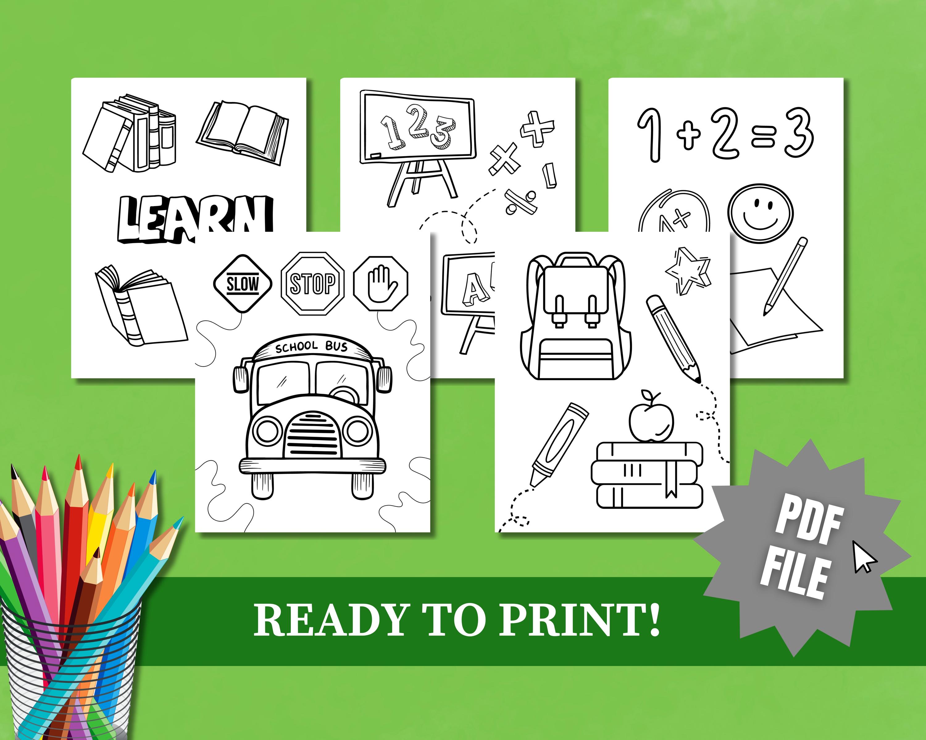 Back to School Coloring Pages, Back to School Activity, 16 Coloring ...