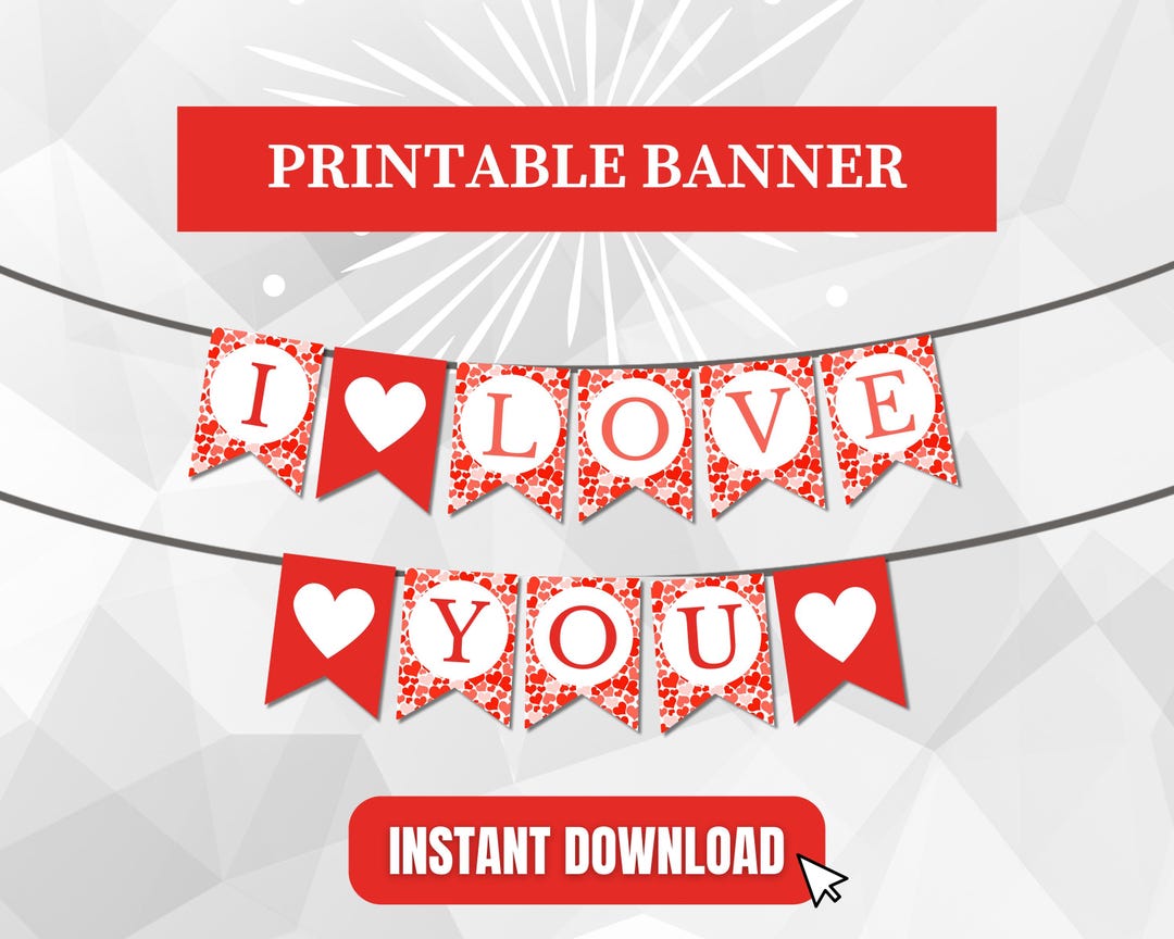 Printable Valentine's Day Banner, Valentine's Day Party, Valentine's ...