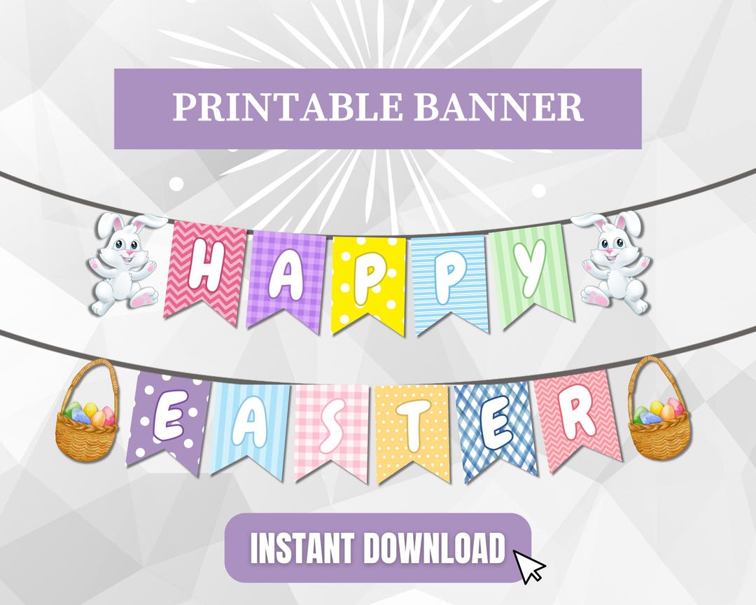Happy Easter Printable Banner, Easter Decoration, Party or Classroom ...