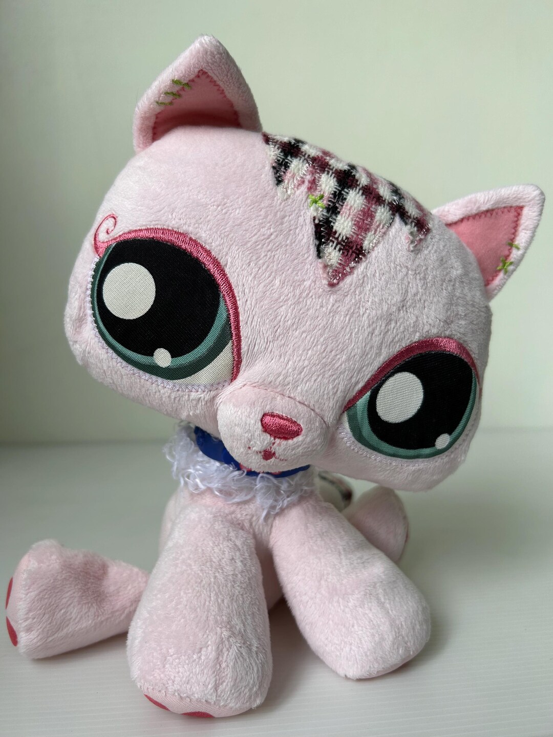 Rare LPS Littlest Pet Shop VIP Cat Pink & Plaid Plush Stuffed Animal ...