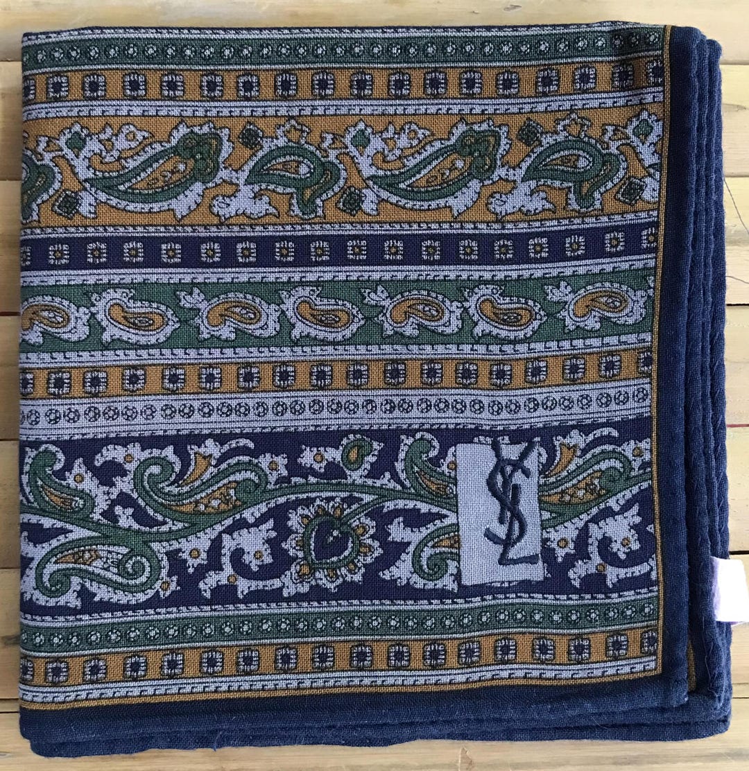 YSL Yves Saint Laurent Paisley Handkerchief Petite Scarf Bandana Pocket ...