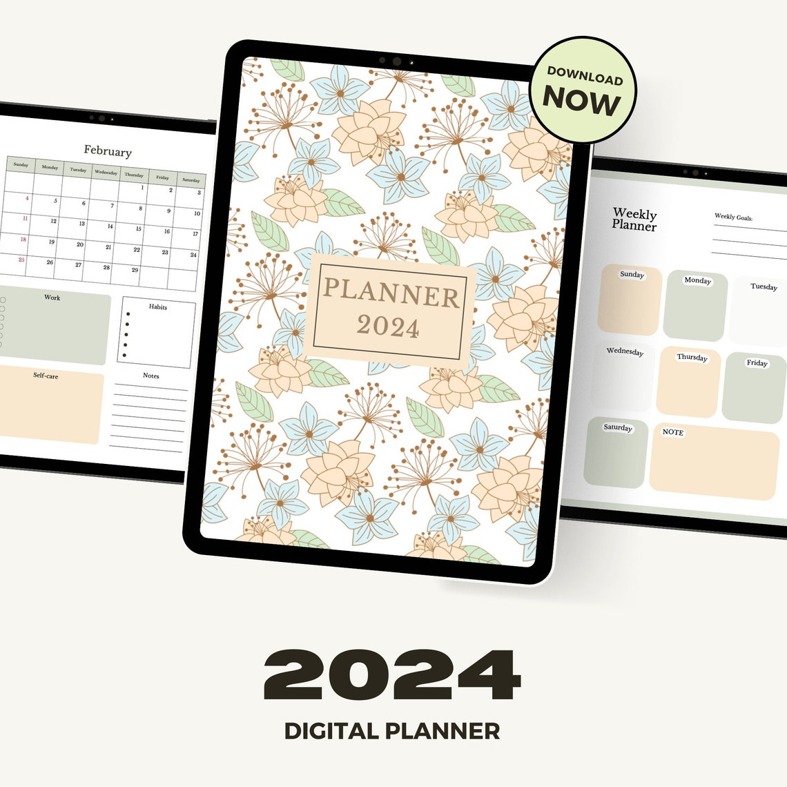 2024 Floral Digital Planner PDF - Etsy