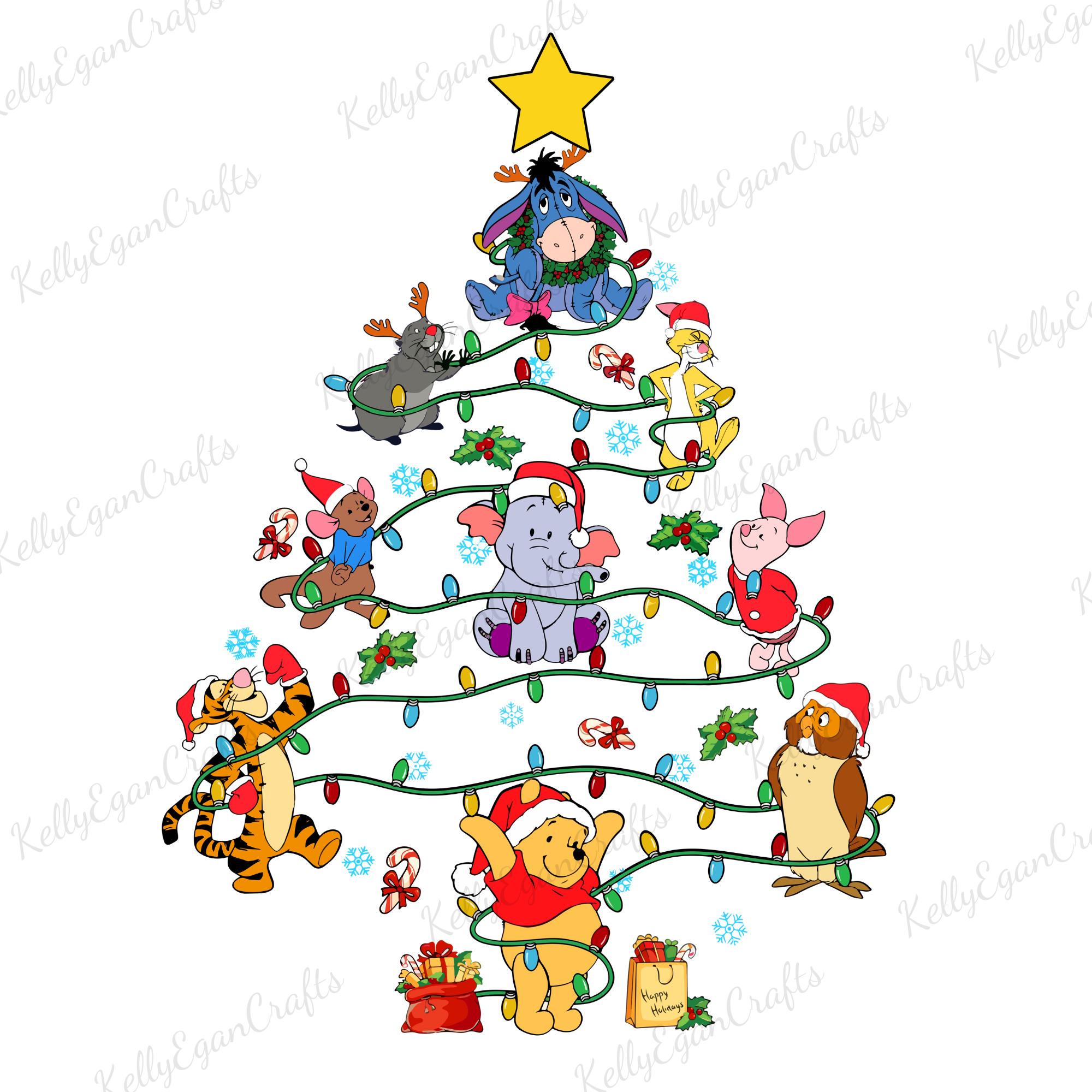 Disney Winnie the Pooh Christmas Tree Png, Pooh Tigger Eeyore Piglet ...