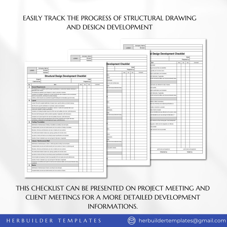Structural Design Development Checklist, Drawing Checklist, Design ...