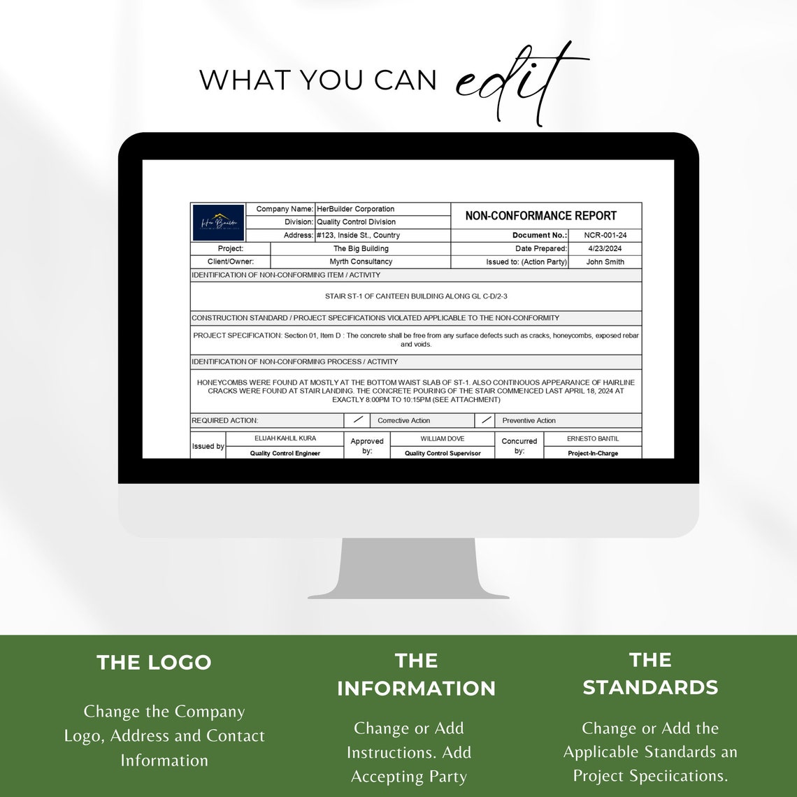 Non-conformance Report for Construction, Non-conformity Report, Quality ...
