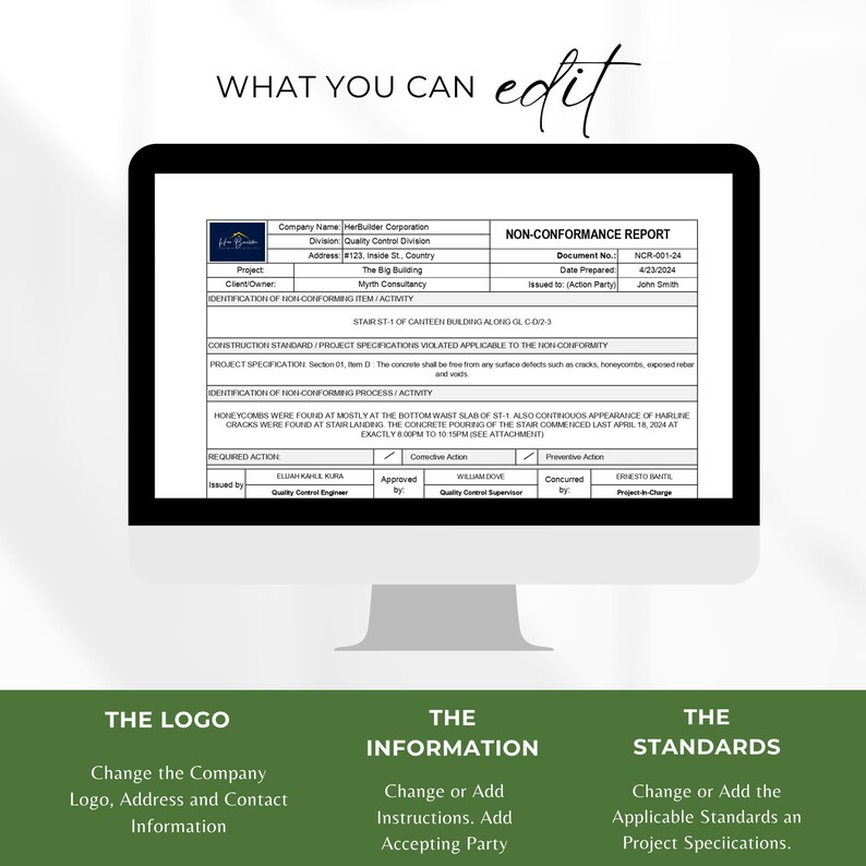 Non-conformance Report for Construction, Non-conformity Report, Quality ...