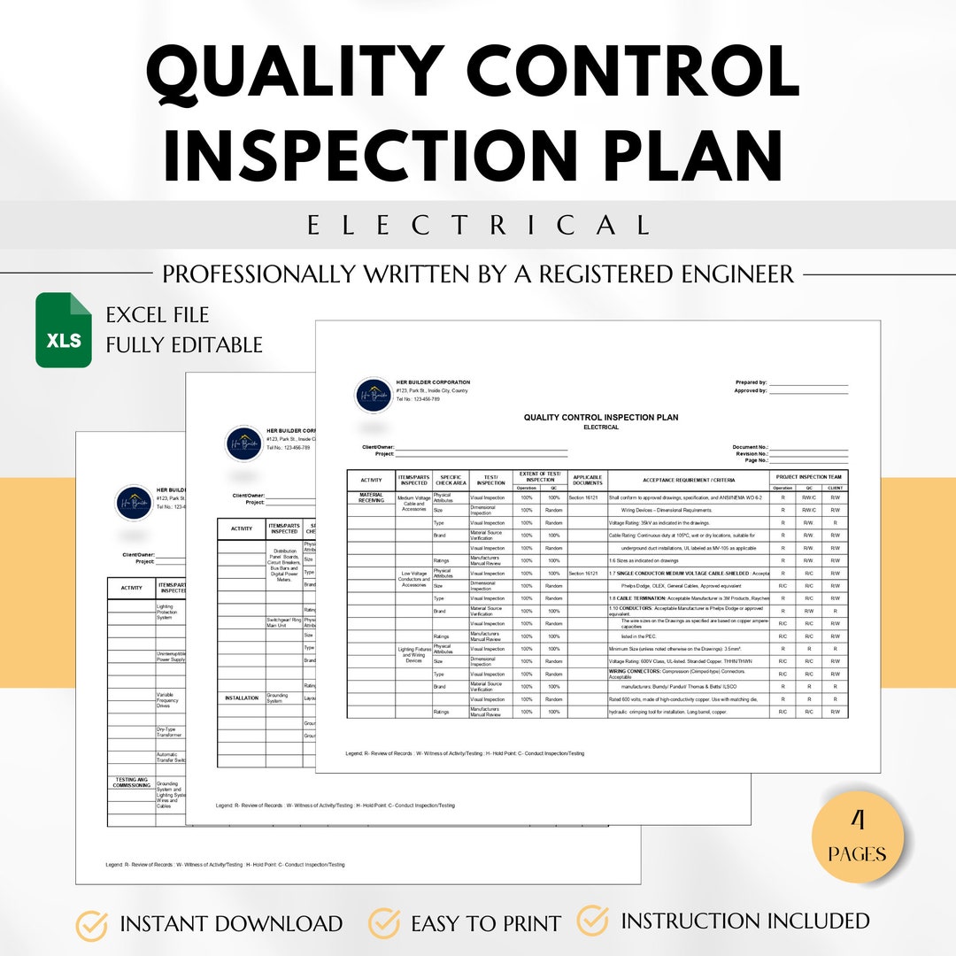 Quality Control Inspection Plan Template for Electrical Works ...