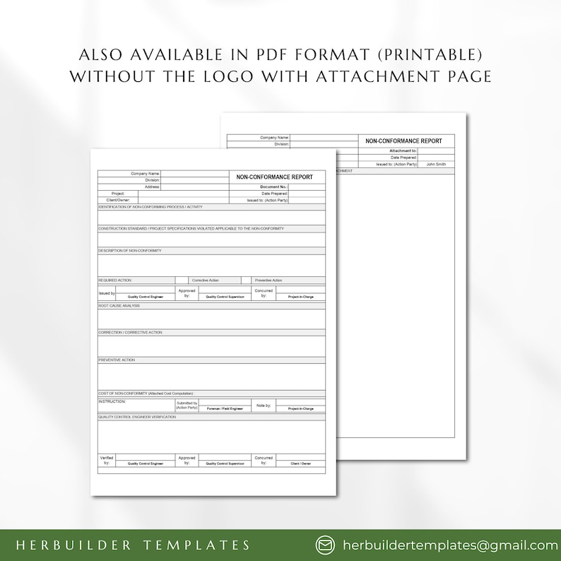 Non-conformance Report for Construction, Non-conformity Report, Quality ...