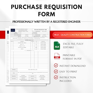 Material Requisition Form for Construction - Etsy