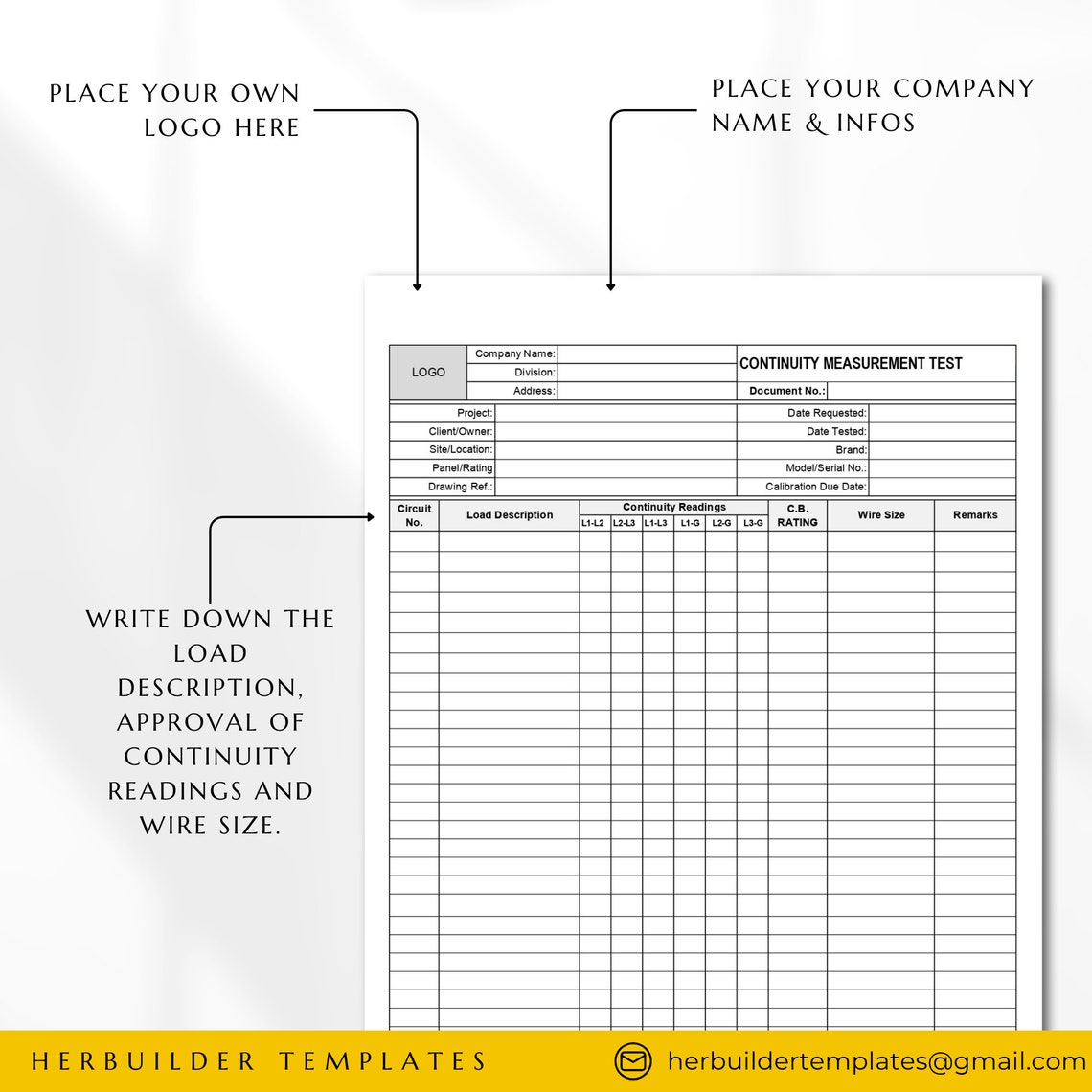 Continuity Test Form, Electrical Testing Template, Testing and ...
