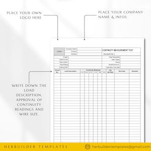 Continuity Test Form, Electrical Testing Template, Testing and ...