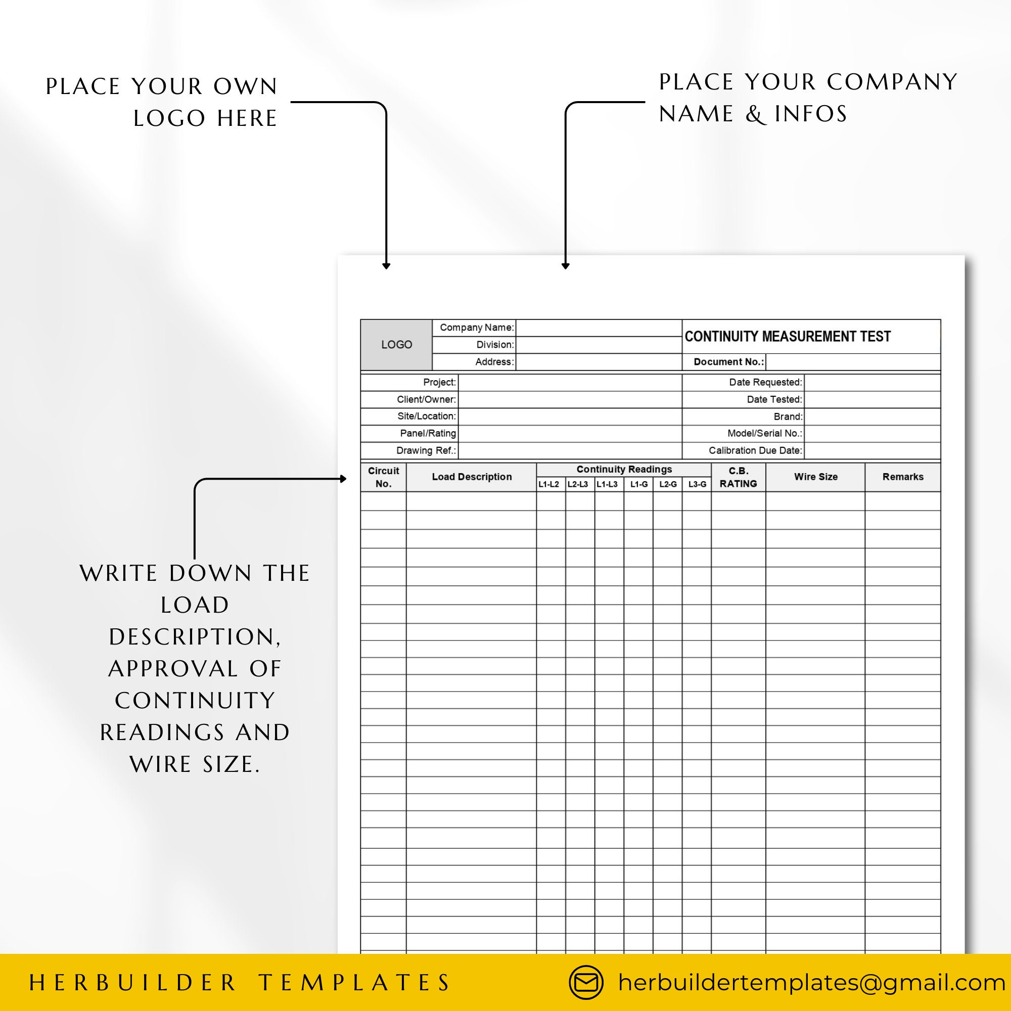 Continuity Test Form, Electrical Testing Template, Testing and ... Continuity Test Form, Electrical Testing Template, Testing and ...