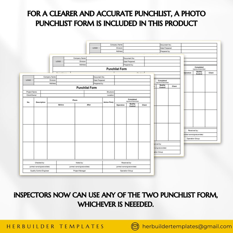 Construction Punchlist Form, General Punchlist Checklist, Project ...