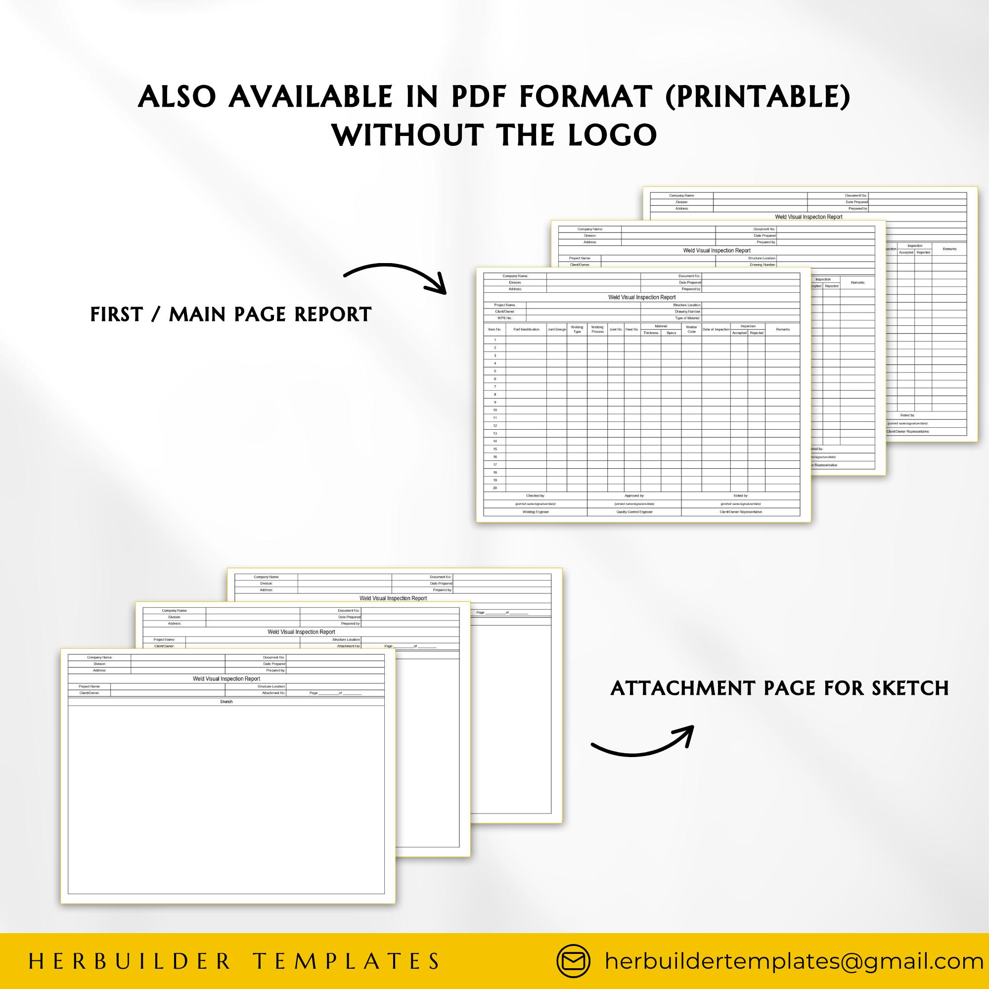 Weld Visual Inspection Report, Weld Report Form, Welding Inspection ...