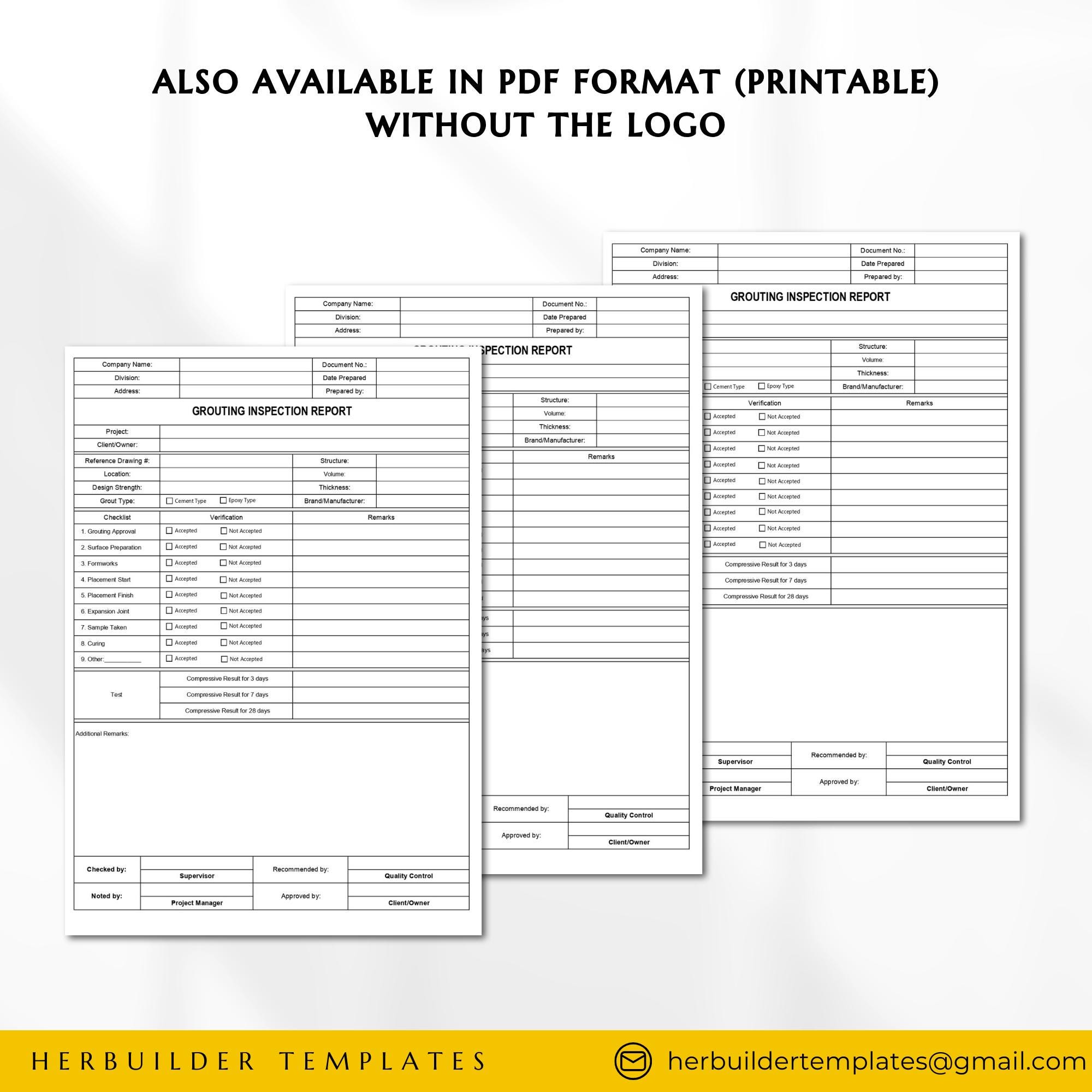 Grouting Inspection Report Form, Steel Structure Grouting, Grouting ...