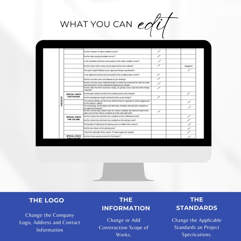Rebar Inspection Checklist, Reinforcement Checklist, Quality Control ...