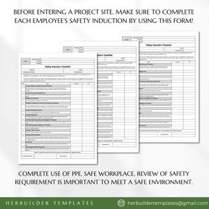 Construction Safety Induction Checklist, Safety Orientation Form ...