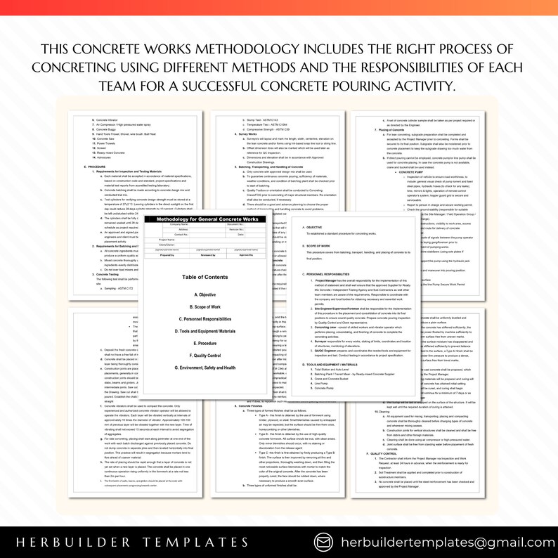 Methodology for General Concrete Works, Concrete Pouring Methodology, Method Statement for ...