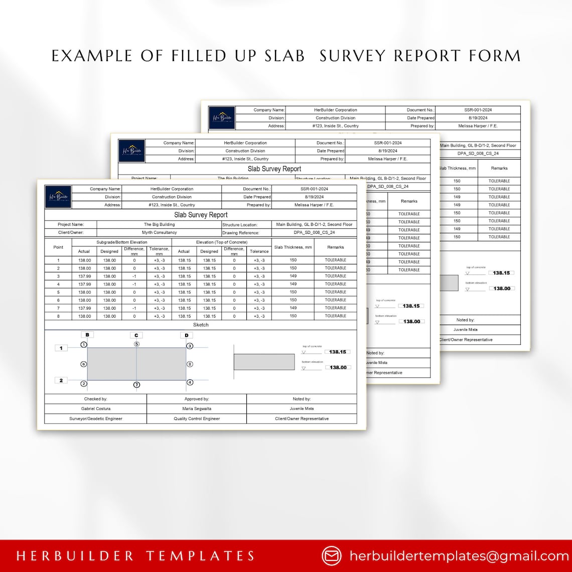Survey Report Form for Slab, Survey Report for Slab on Grade and ...