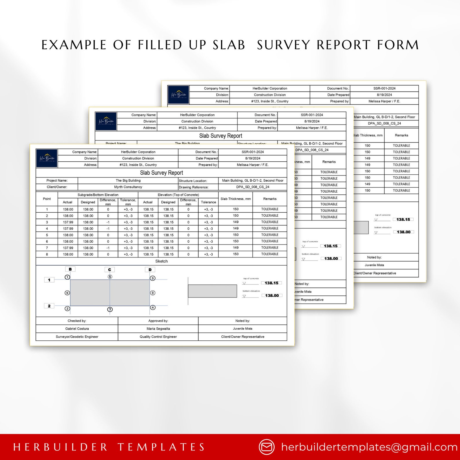 Survey Report Form for Slab, Survey Report for Slab on Grade and ...