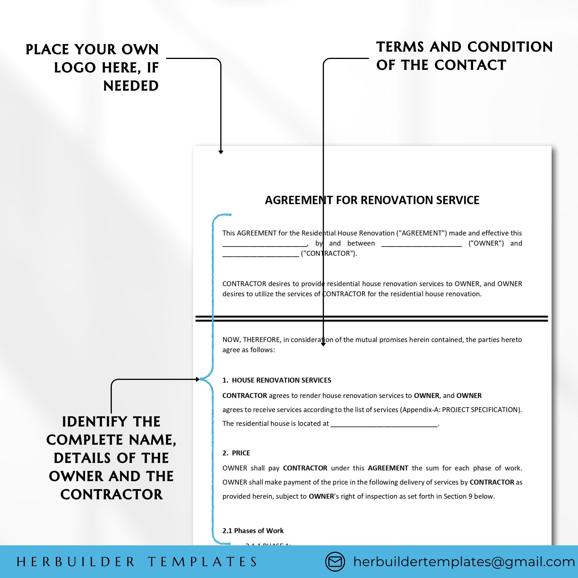 Renovation Services Agreement, House Improvement Contract, Additional ...