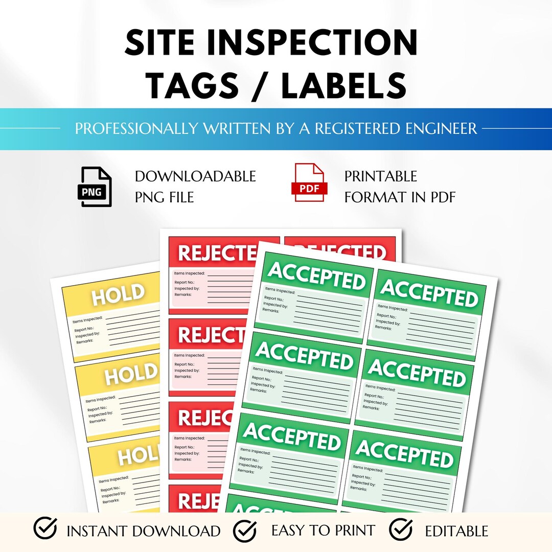 Site Inspection Tags, Material Inspection Label, Inspection Label ...