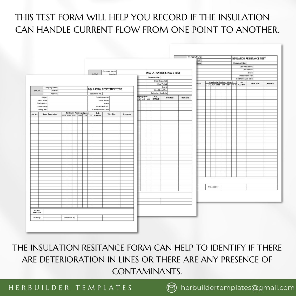 Insulation Resistance Test Form, Electrical Insulation Test, Electrical ...