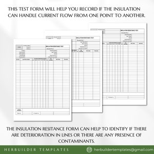 Insulation Resistance Test Form, Electrical Insulation Test, Electrical ...