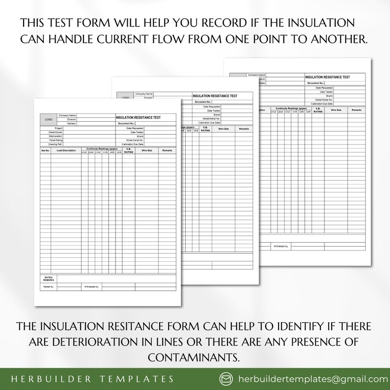 Insulation Resistance Test Form, Electrical Insulation Test, Electrical ...