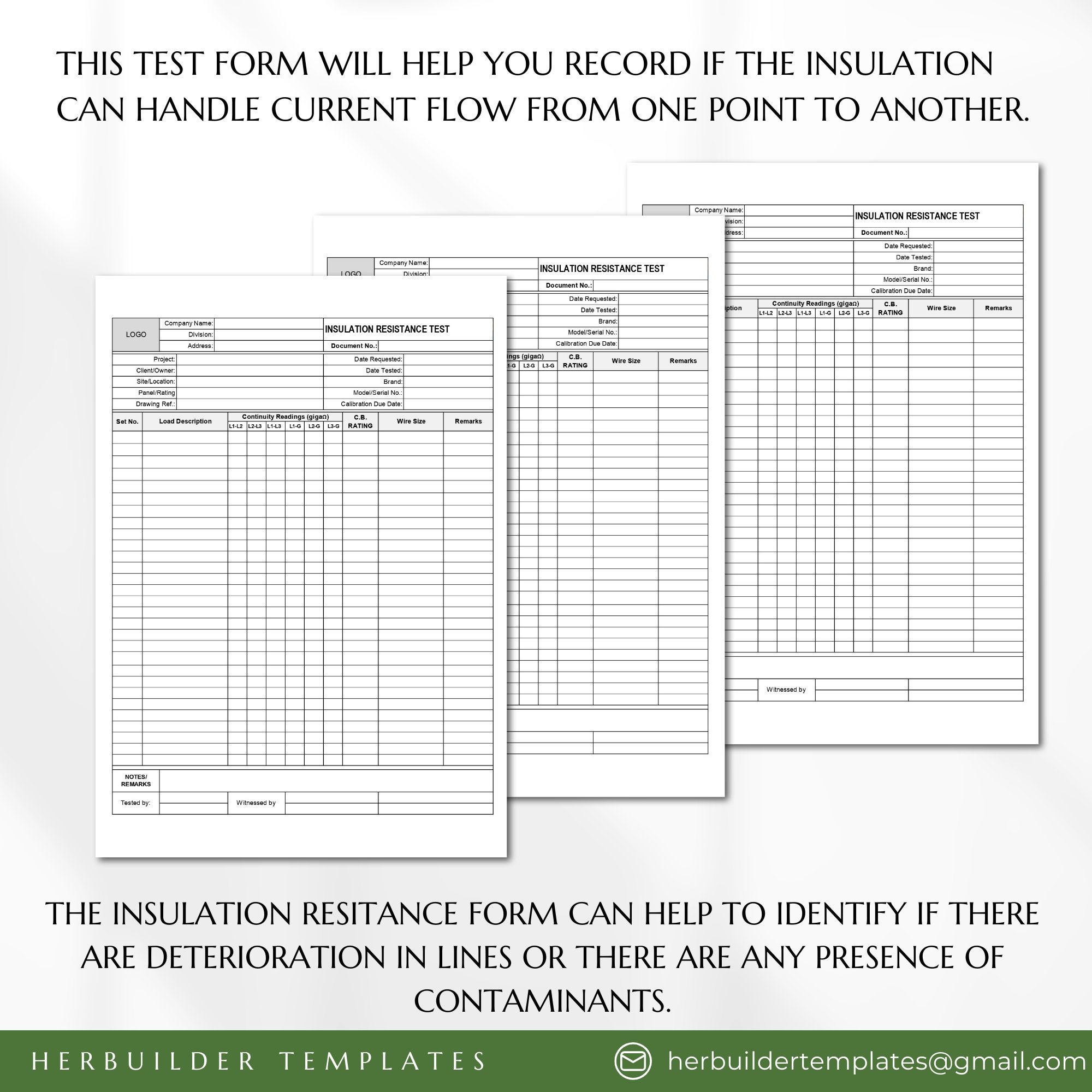 Insulation Resistance Test Form, Electrical Insulation Test, Electrical ...