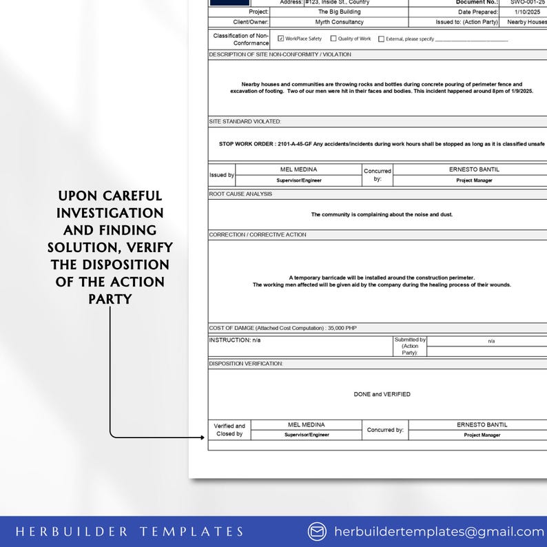 Stop Work Order Form, Construction Stop Work Order Form, Safety Form ...