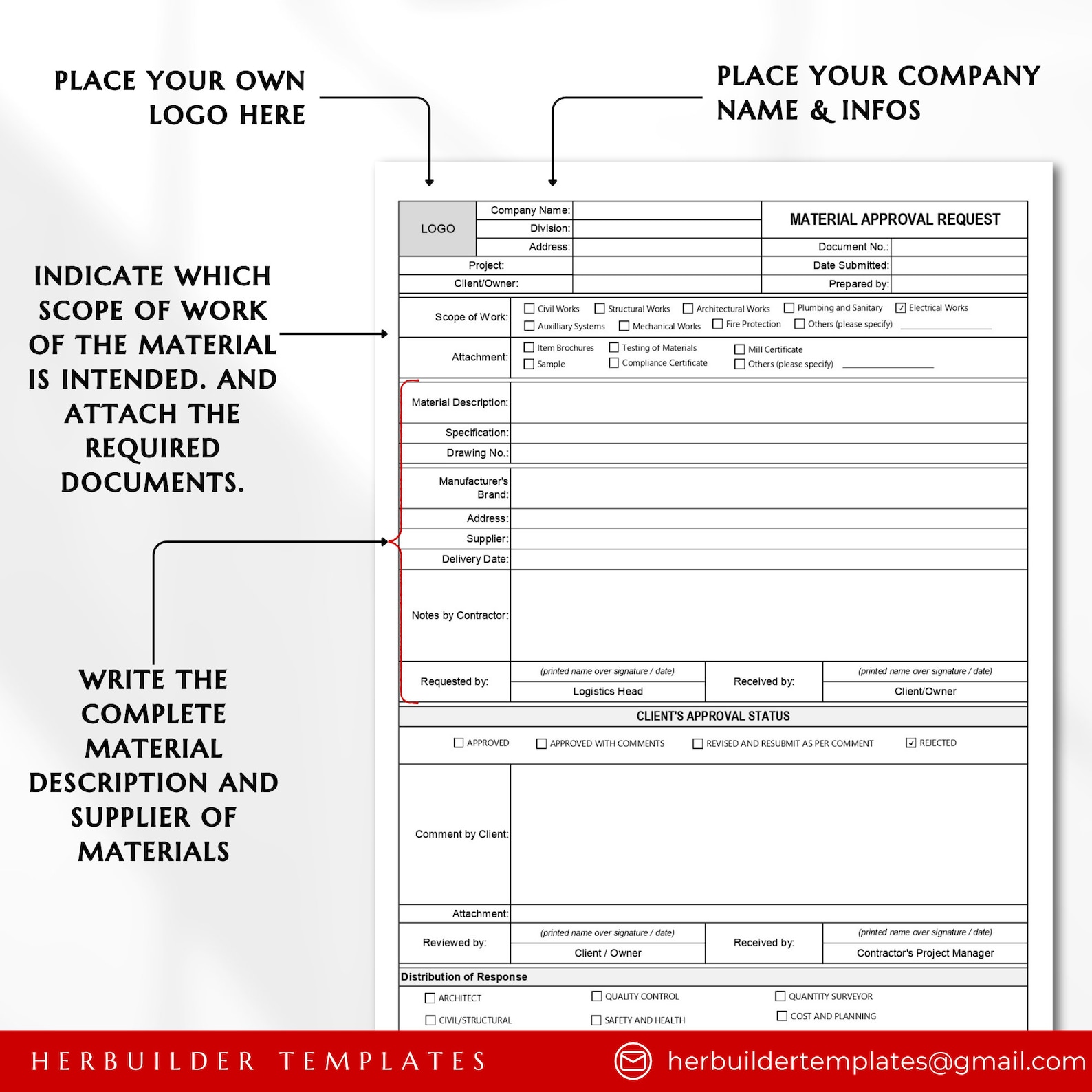 Material Approval Request Form, Construction Material Approval Form ...