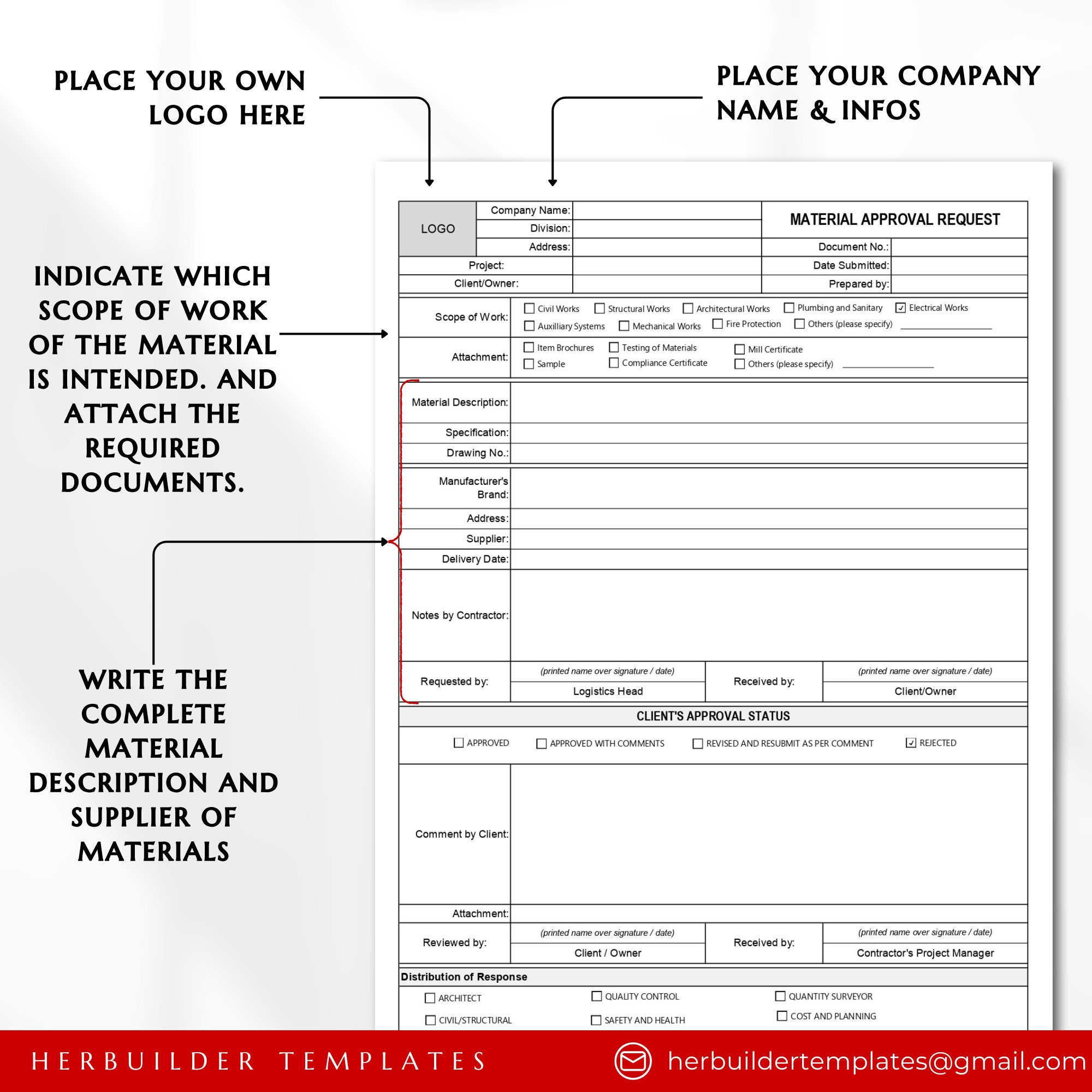 Material Approval Request Form, Construction Material Approval Form ...