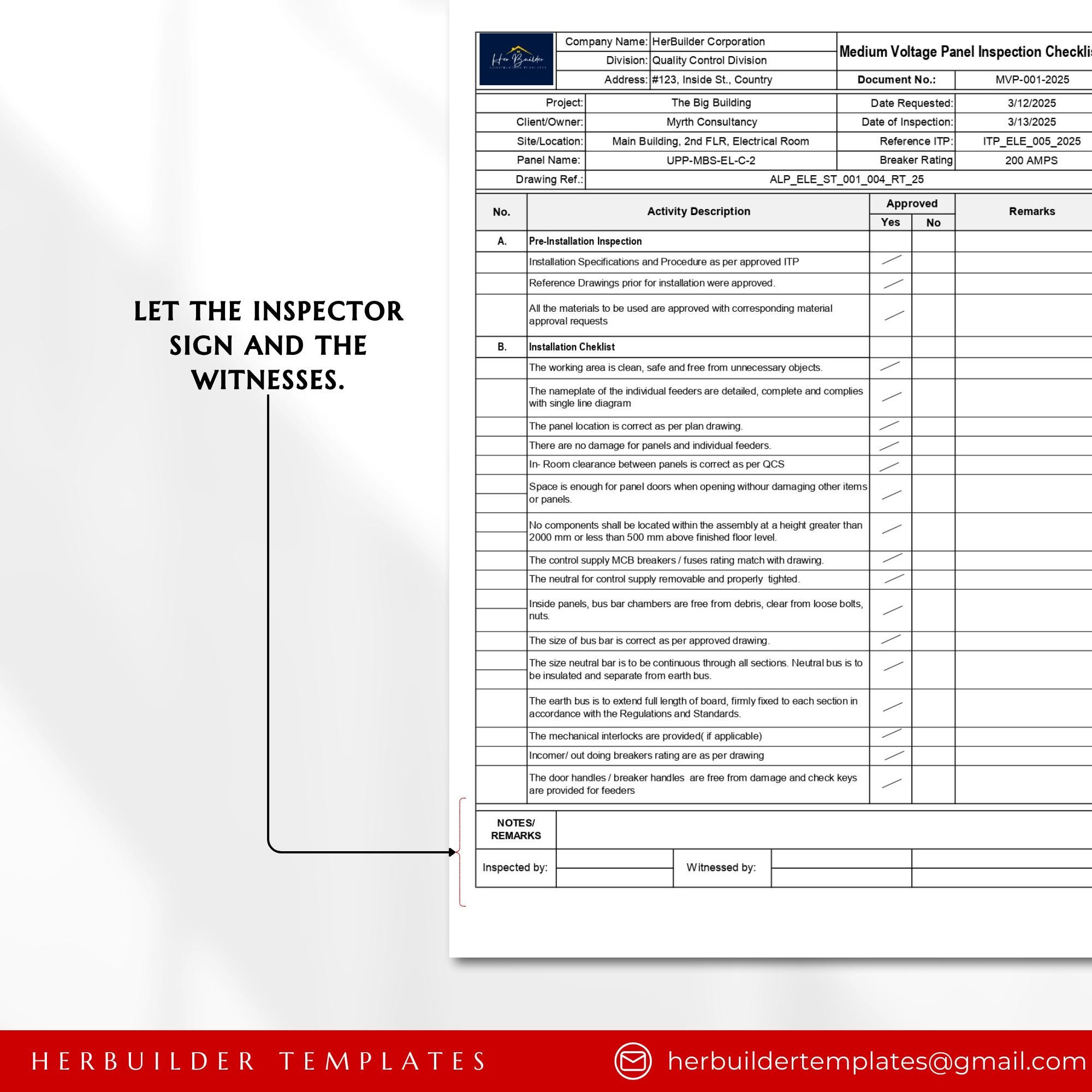 Medium Voltage Panel Inspection Checklist, MV Panel Checklist ...