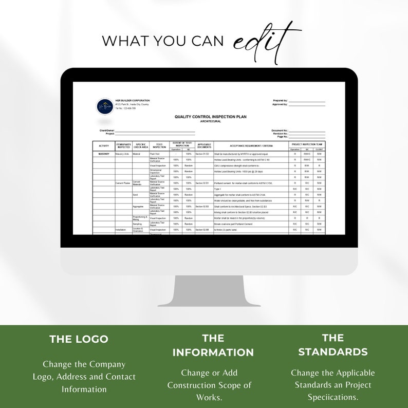 Quality Control Inspection Plan Template for Architectural Works ...