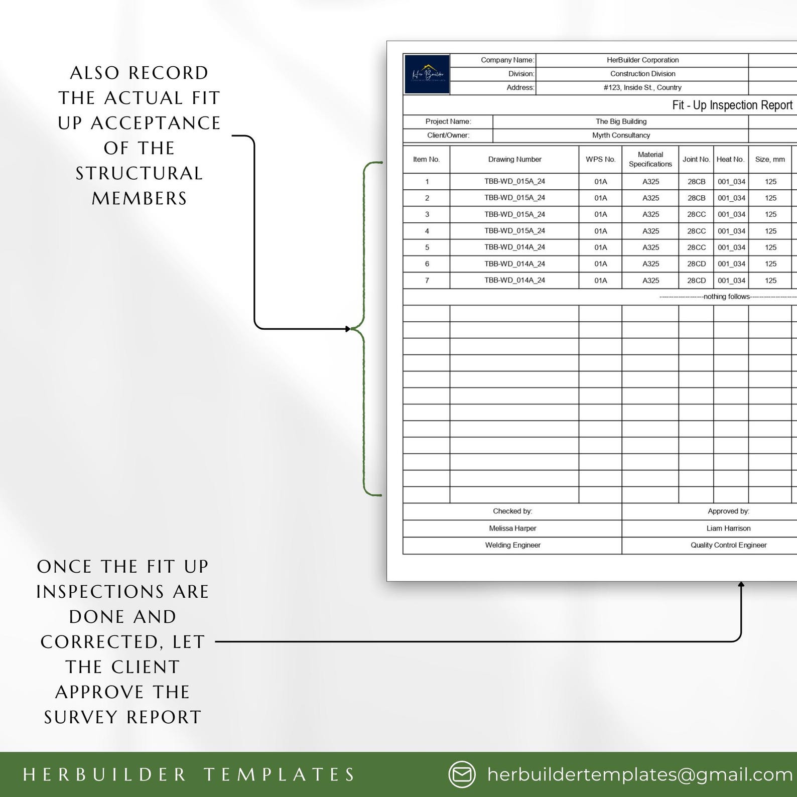 Fit up Inspection Report, Weld Fit-up Inspection Report, Structural Fit ...