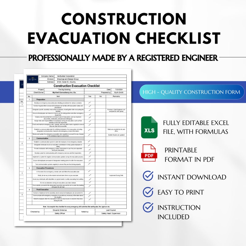 Construction Evacuation Checklist, Emergency Evacuation Procedure ...